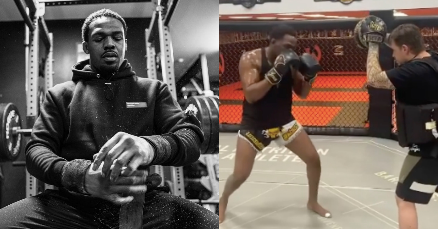 Jon Jones Unveils Beefy 252lb Frame As He Does Some Pad Work | MiddleEasy