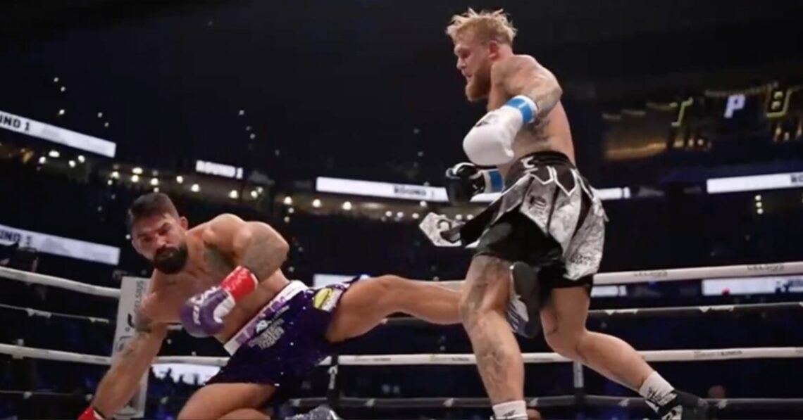 Jake Paul Knocks Down Mike Perry Three Times, Lands Vicious TKO in ...