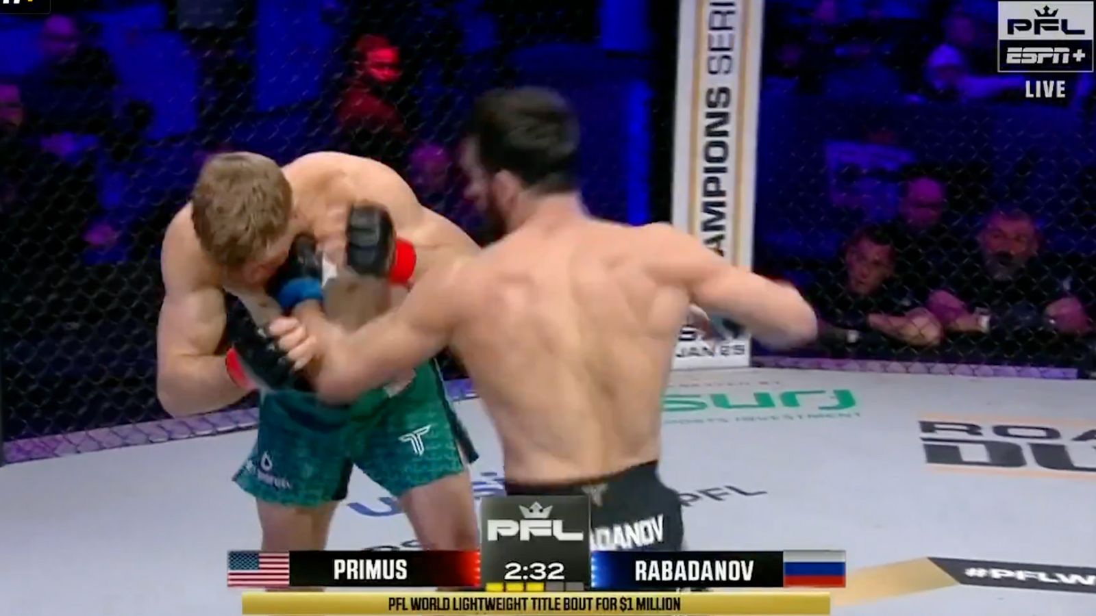 Khabib’s Teammate Gadzhi Rabadanov Lands Brutal Faceplant KO to Win $1 Million PFL Title Fight ...